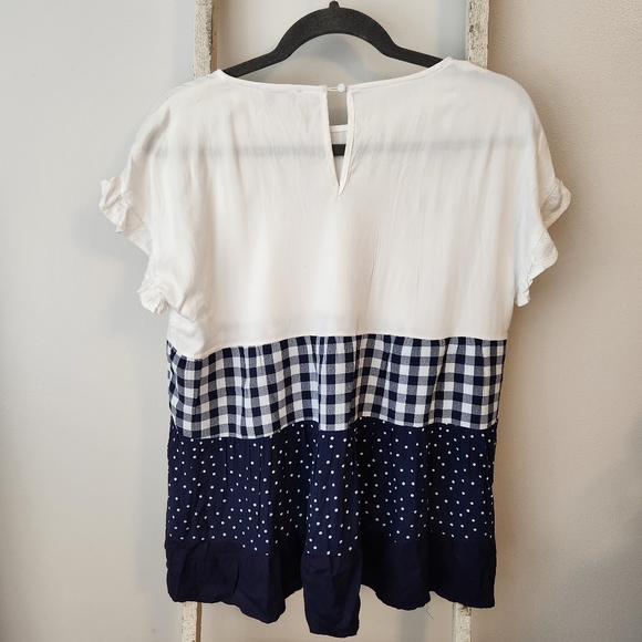 ANDREE BY UNIT | Tops | Andree By Unit Medium Nwt Blue And White Ruffle ...